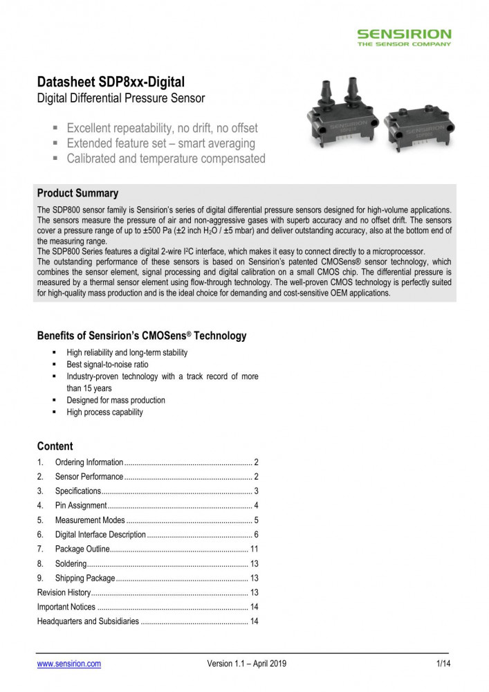 SDP810-125PA datasheet page 1