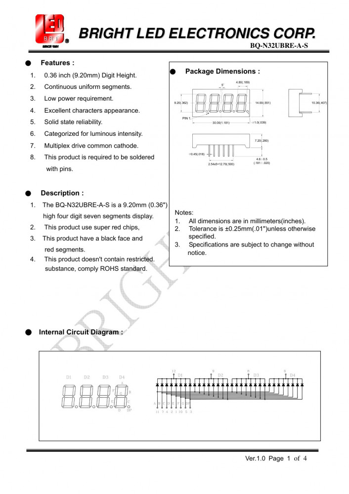 BQ-N32UBRE-A-S technical document page 1