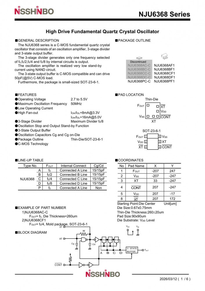 NJU6368 datasheet page 1
