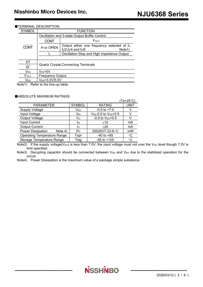NJU6368 datasheet page 2