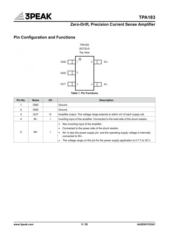TPA183A2-S5TR datasheet page 5