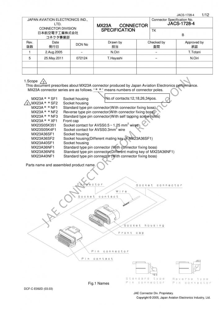 MX23A specification page 1