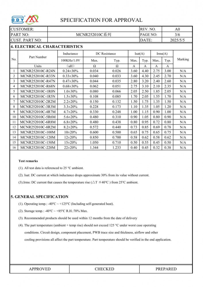 MCNR252010C approval specification page 4