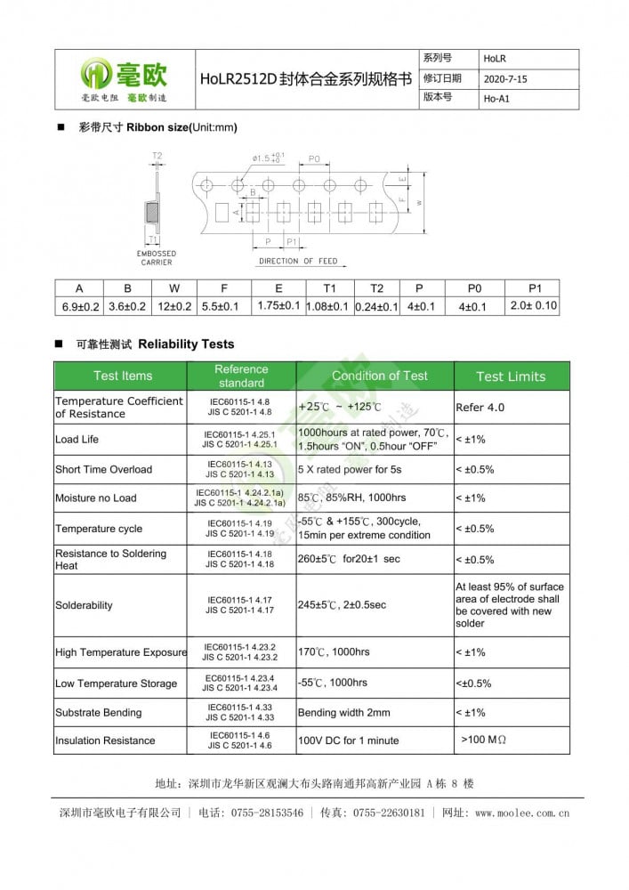 Milliohm HoLR2512D datasheet page 4