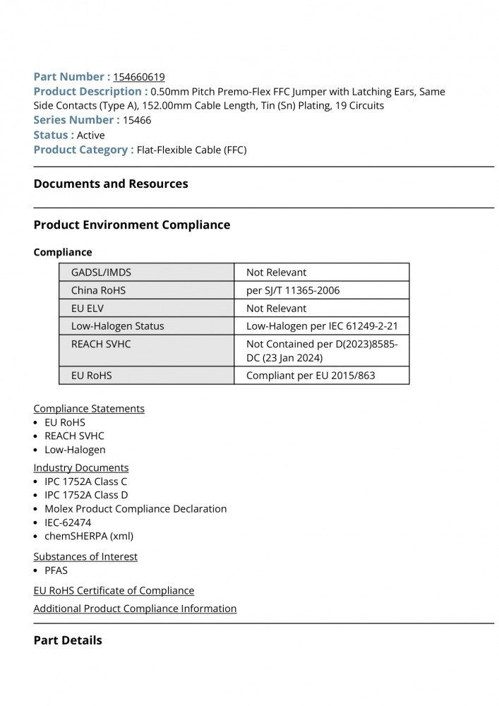 MOLEX 154660619 product document page 1