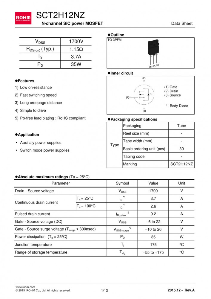 SCT2H12NZGC11 technical document page 1