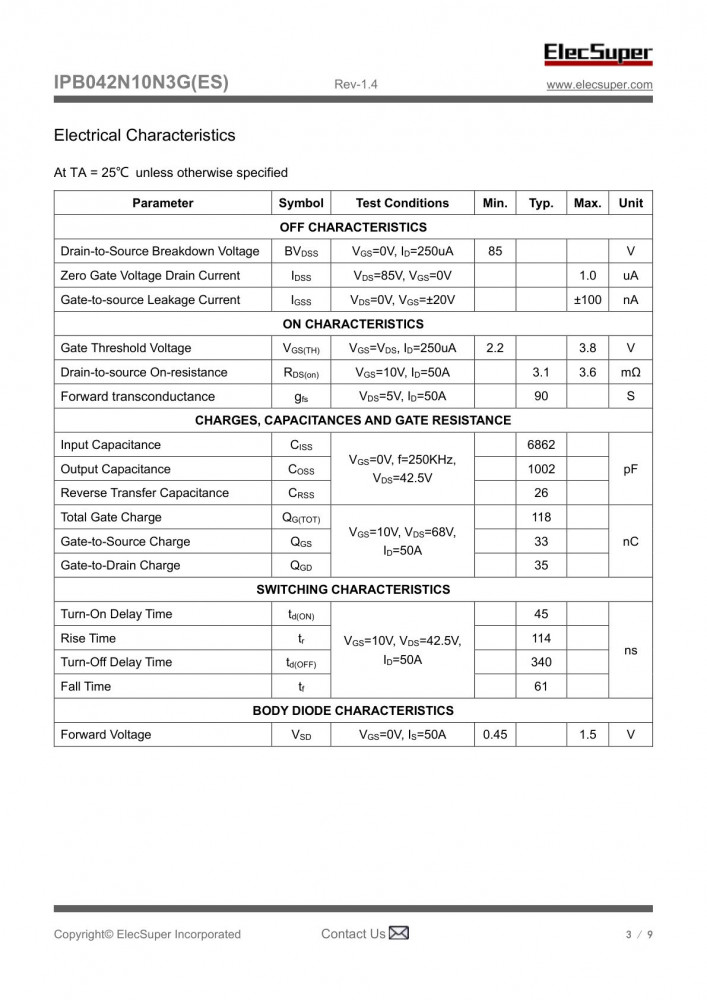 IPB042N10N3G(ES) datasheet page 3