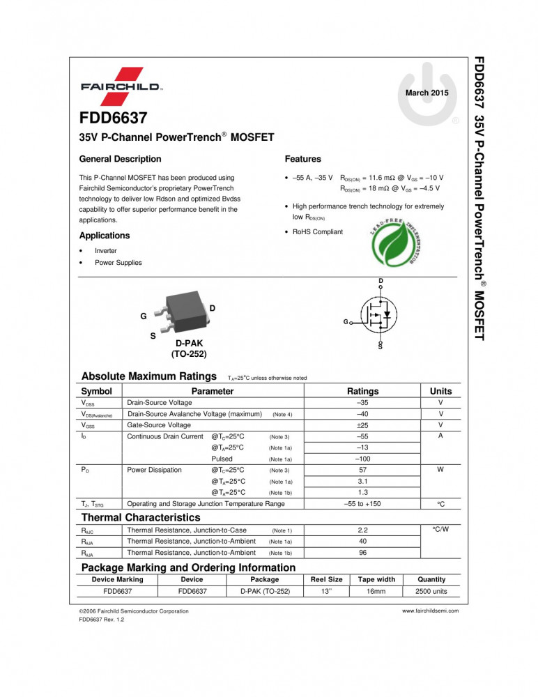 FDD6637 datasheet page 2