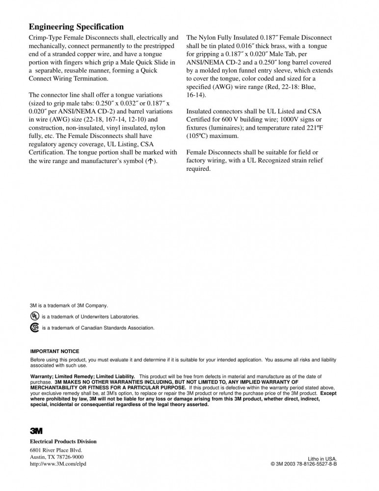 3M 94799 terminal datasheet page 2