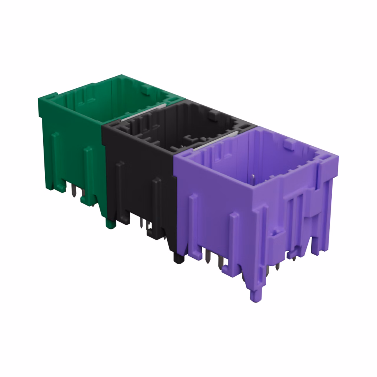 stAK50h 3 Bay Vertical Hybrid Header, 52 Circuits, Bay 1: 12 Circuits/Key 2/Green; Bay 2: 28 Circuits/Key 1/Dark Gray; Bay 3: 12 Circuits/Key 3/Purple; Tray for sale