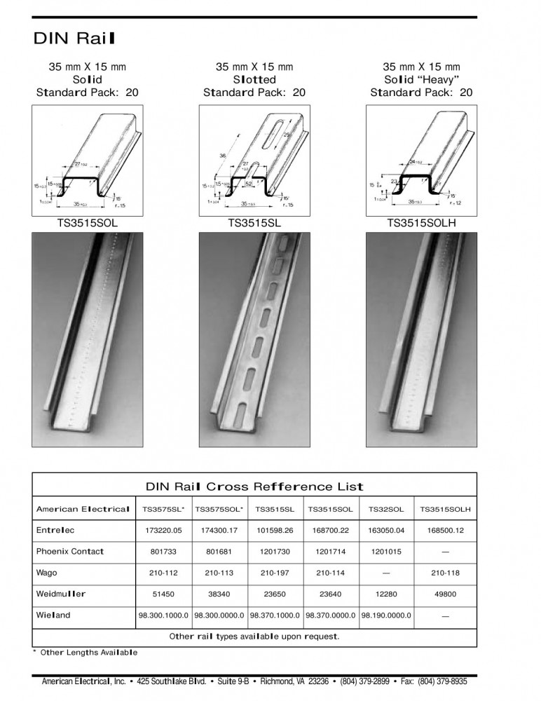 TS3575SL DIN rail product document, image 2