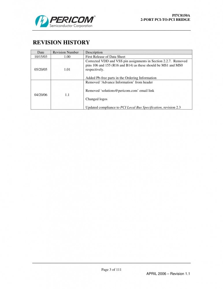 PI7C8150A datasheet page 3