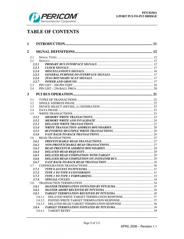 PI7C8150A datasheet page 5