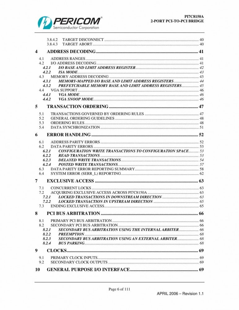 PI7C8150A datasheet page 6