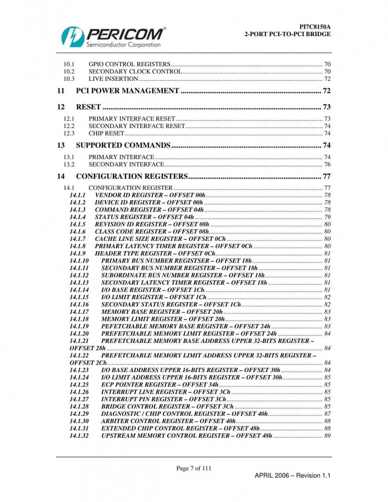 PI7C8150A datasheet page 7