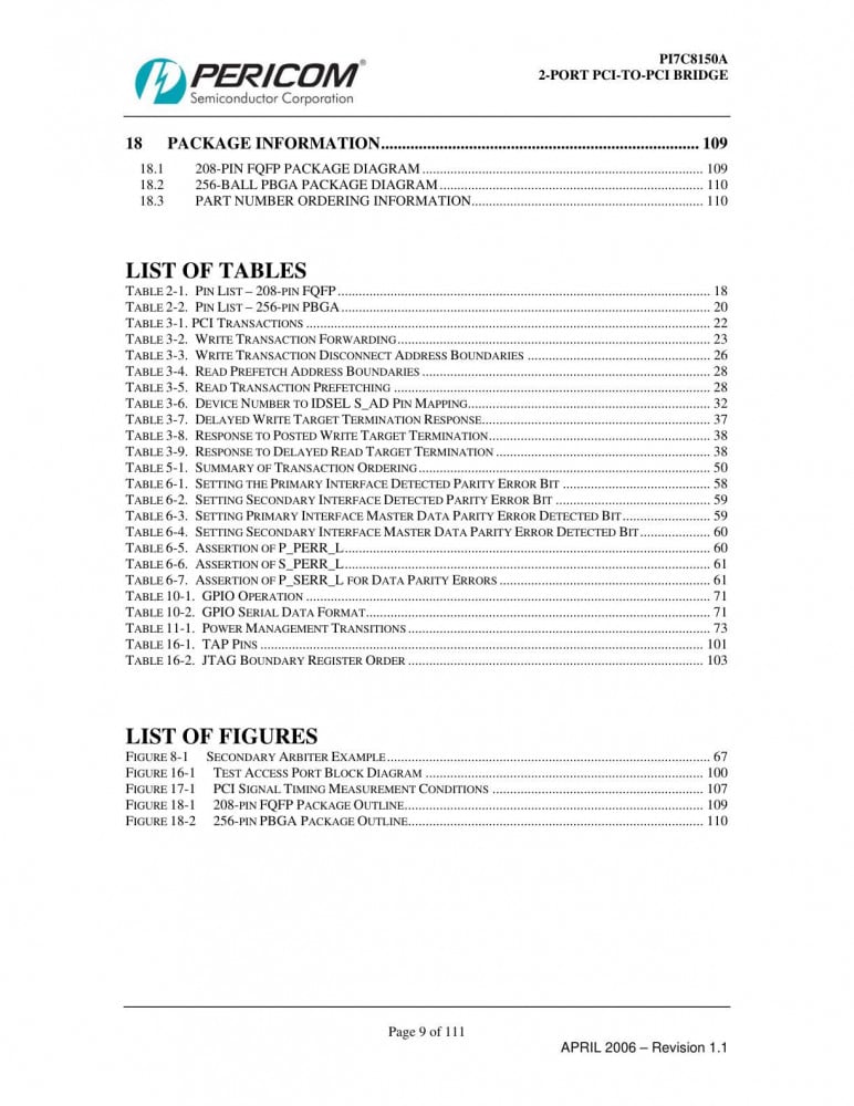 PI7C8150A datasheet page 9