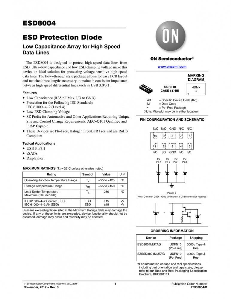 ESD8004MUTAG datasheet page 1