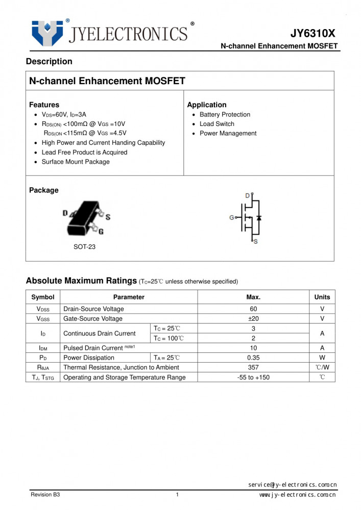 JY6310X datasheet page 1