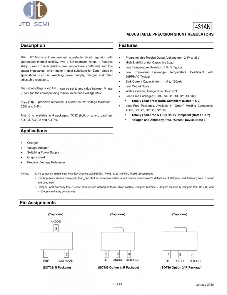JTD431AN datasheet page 1