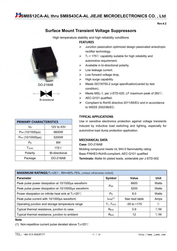 SM8S36CA-AL datasheet page 1