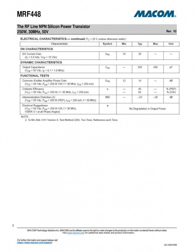MRF448 technical document page 2