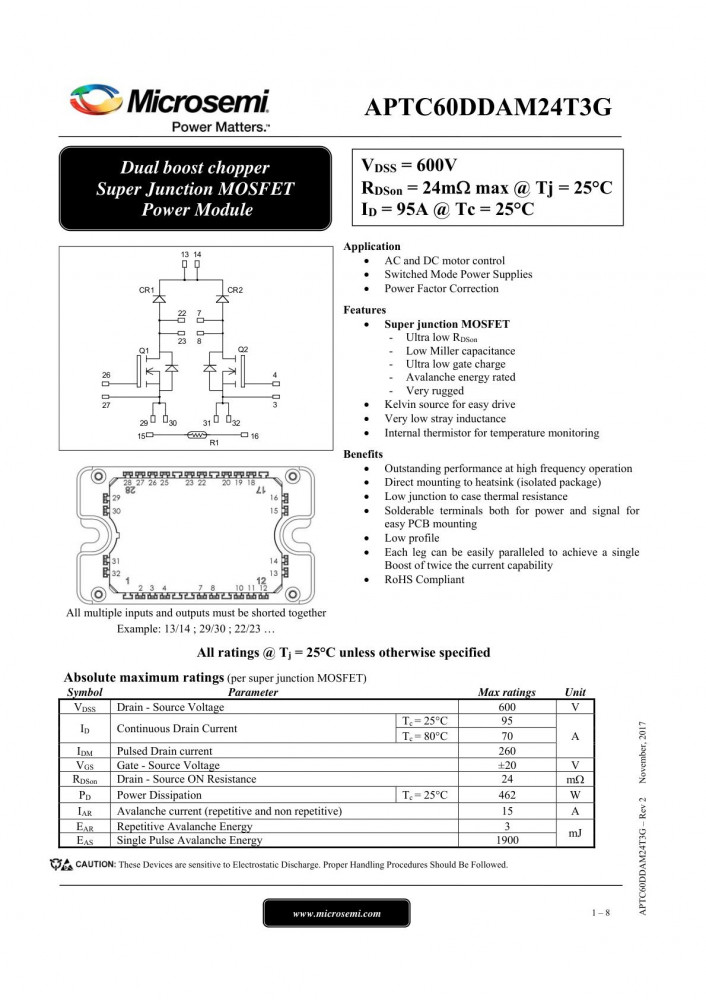 APTC60DDAM24T3G datasheet page 1