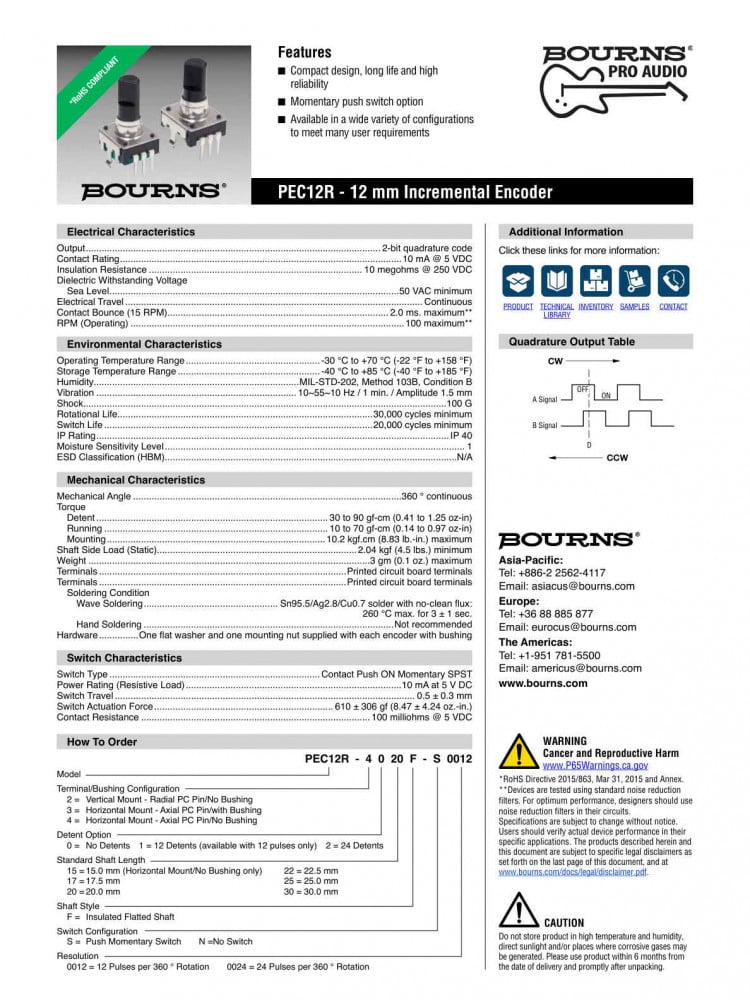 BOURNS PEC12R datasheet page 1