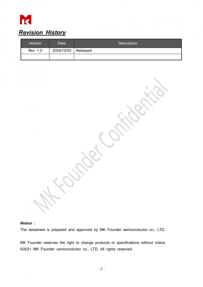 MK Micro SD datasheet page 2