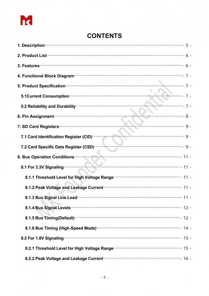 MK Micro SD datasheet page 3
