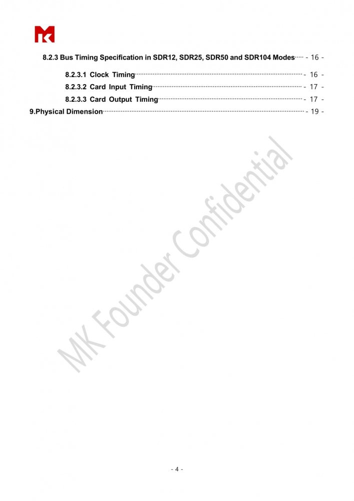 MK Micro SD datasheet page 4