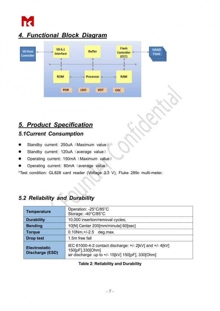 MK Micro SD datasheet page 7