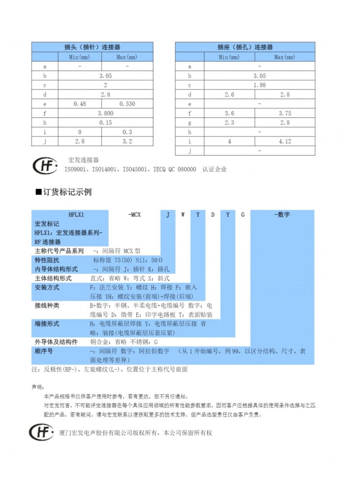 HONGFA HFLX1-MCX product document page 2