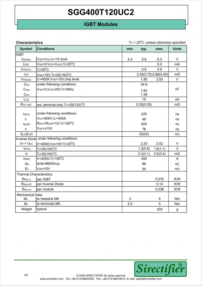SGG400T120UC2 datasheet page 2