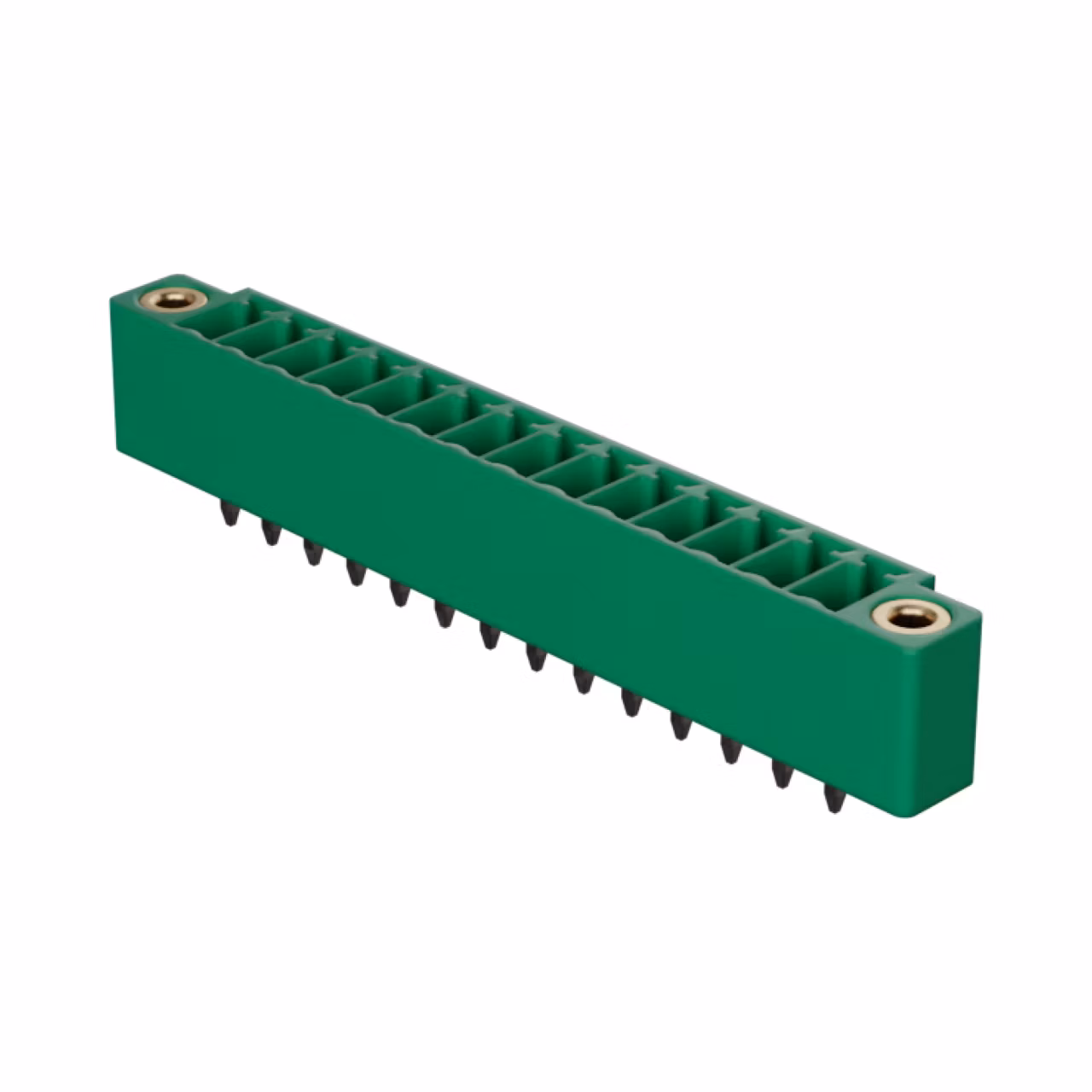 3.50mm Pitch Eurostyle Vertical PCB Header, with Threaded Retention Inserts, Green Housing, 14 Circuits for sale