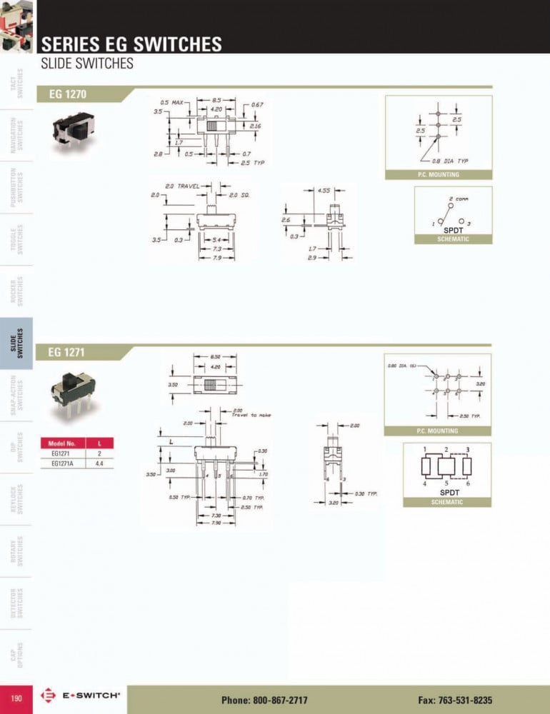 E-Switch EG series document page 5