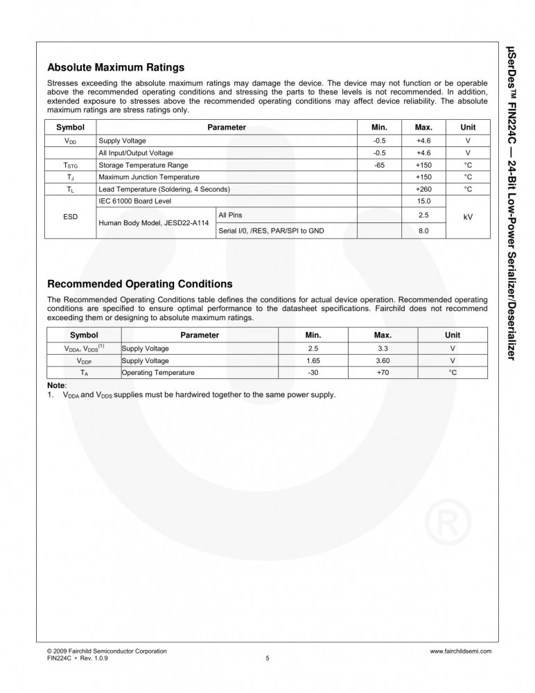 FIN224CMLX datasheet page 5