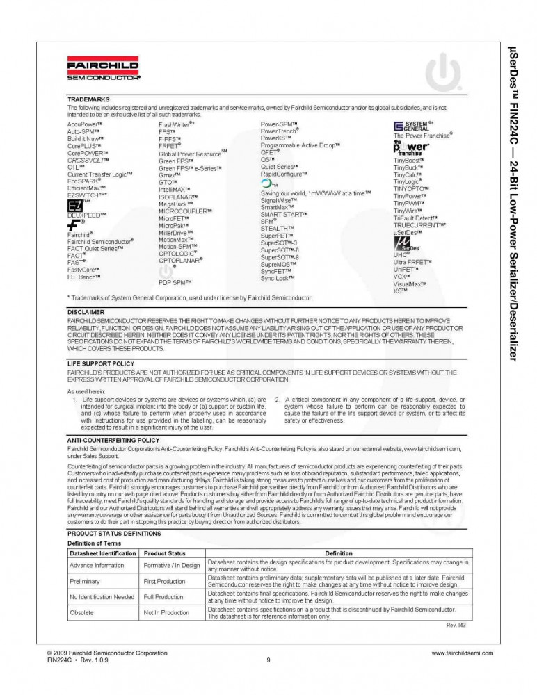 FIN224CMLX datasheet page 9