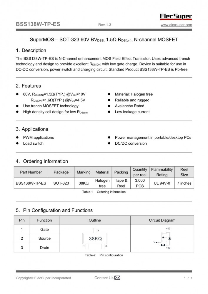 BSS138W-TP-ES datasheet page 1