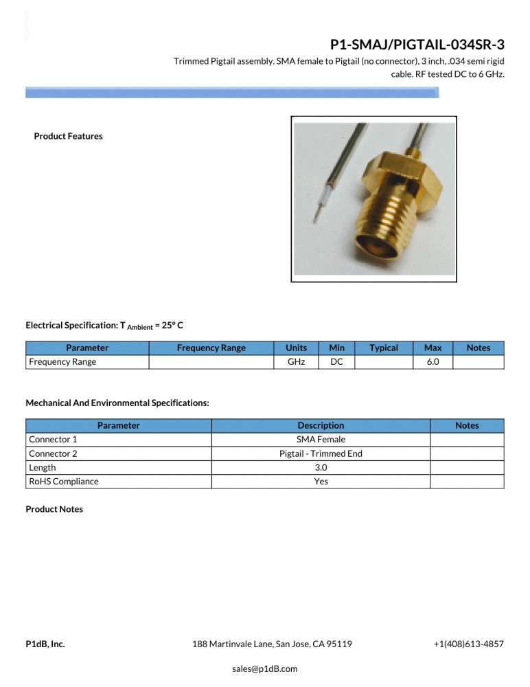 P1-SMAJ/PIGTAIL-034SR-3 product document preview