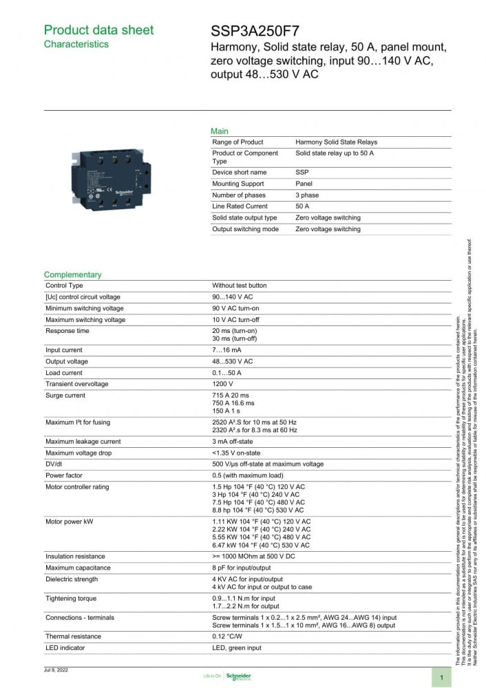 SSP3A250F7 technical document page 1