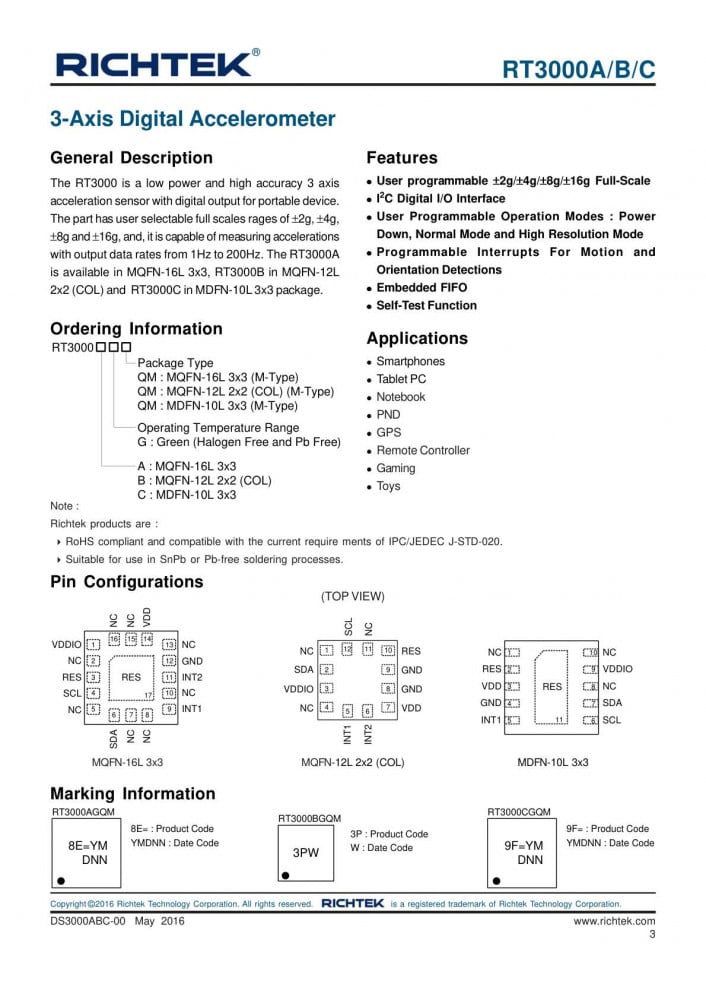 RT3000 datasheet page 1