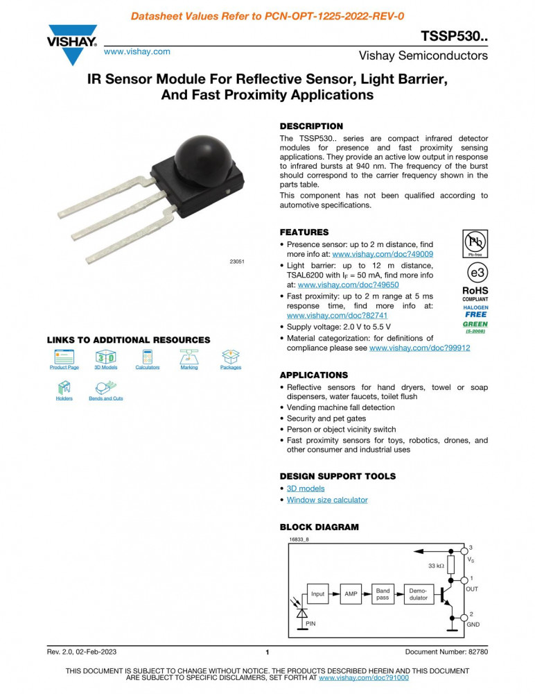 TSSP53038 datasheet page 1