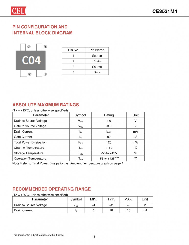 CE3521M4-C2 datasheet page 2