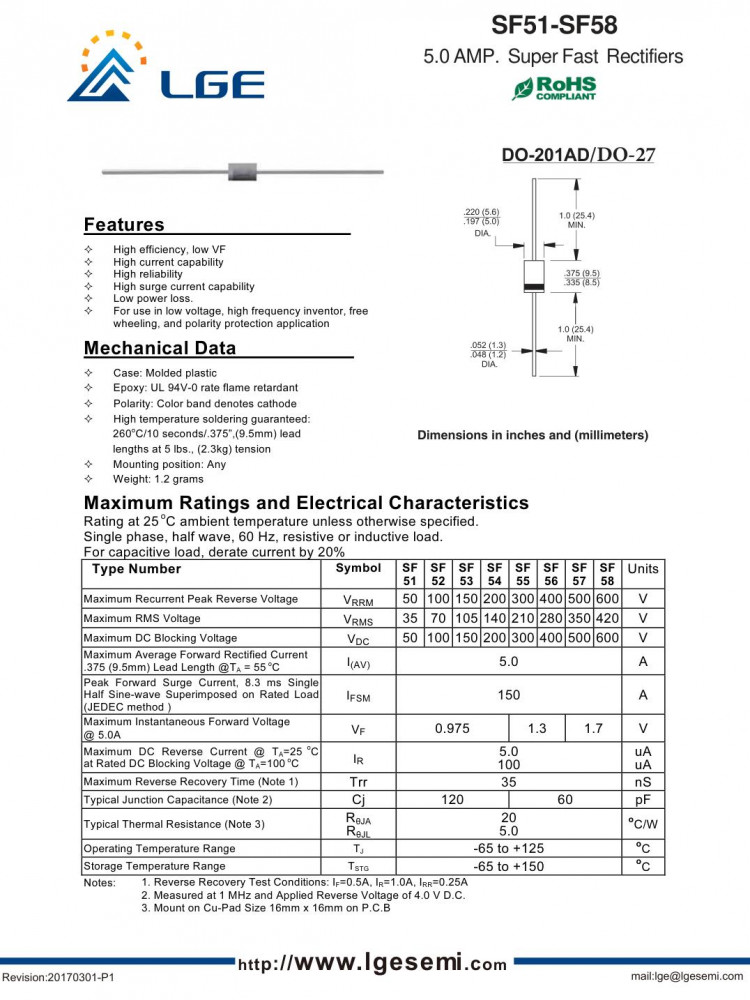 LGE SF56 datasheet page 1
