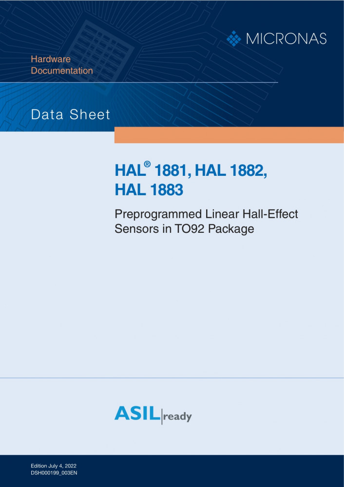 HAL 188x datasheet page 1