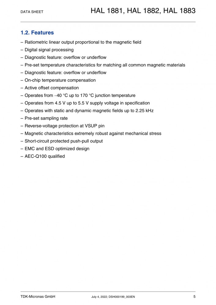 HAL 188x datasheet page 5