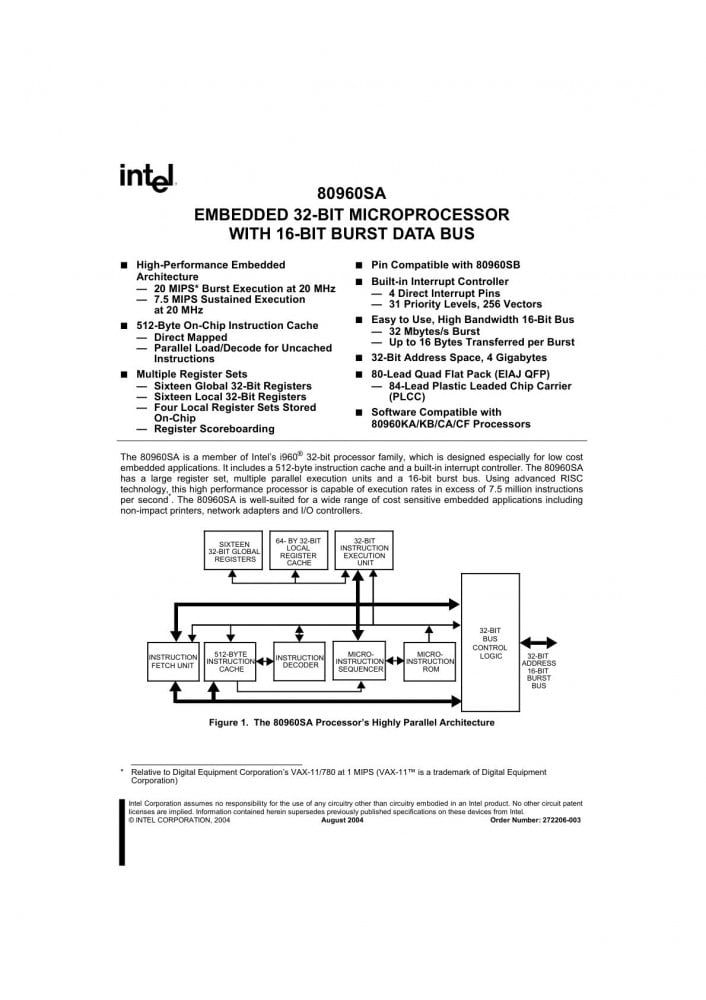 80960SA technical document page 1
