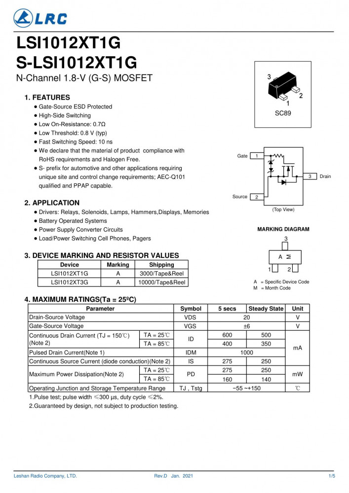 LSI1012XT1G datasheet page 1