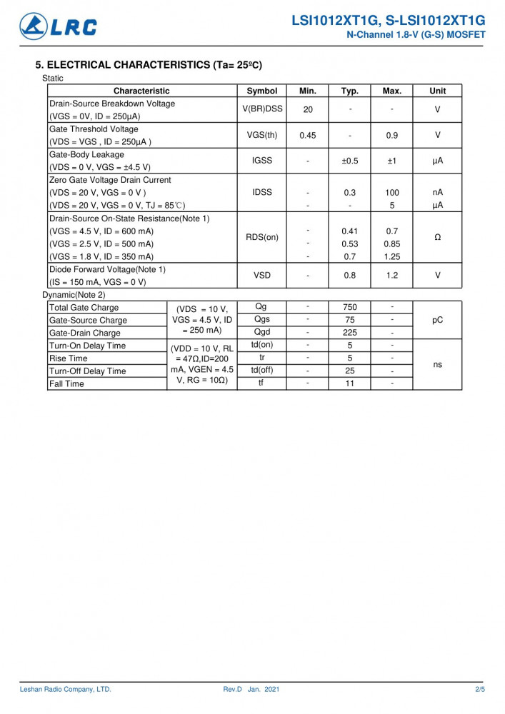 LSI1012XT1G datasheet page 2