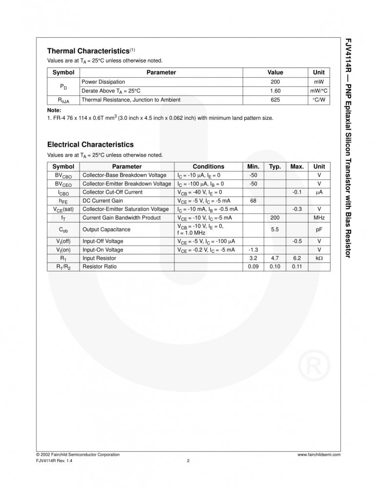 FJV4114RMTF datasheet page 2